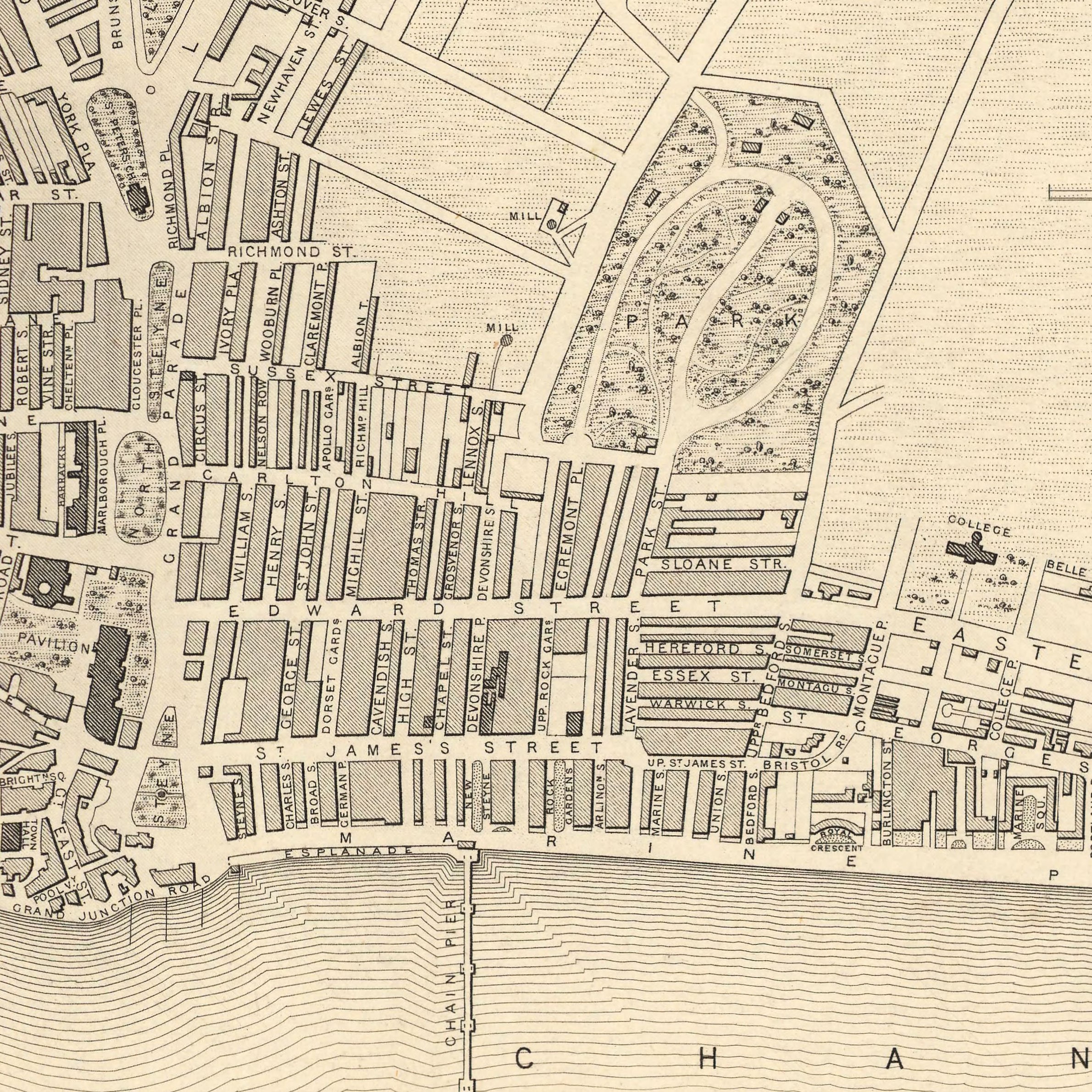 Old Map of Brighton in 1851 by J. & F. Tallis Lanes Pier - Etsy UK