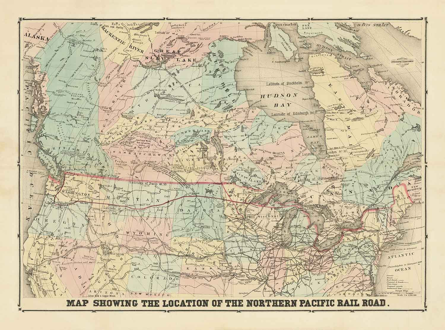 Old Map of the Northern Pacific Railway 1870 by Traubel - Etsy