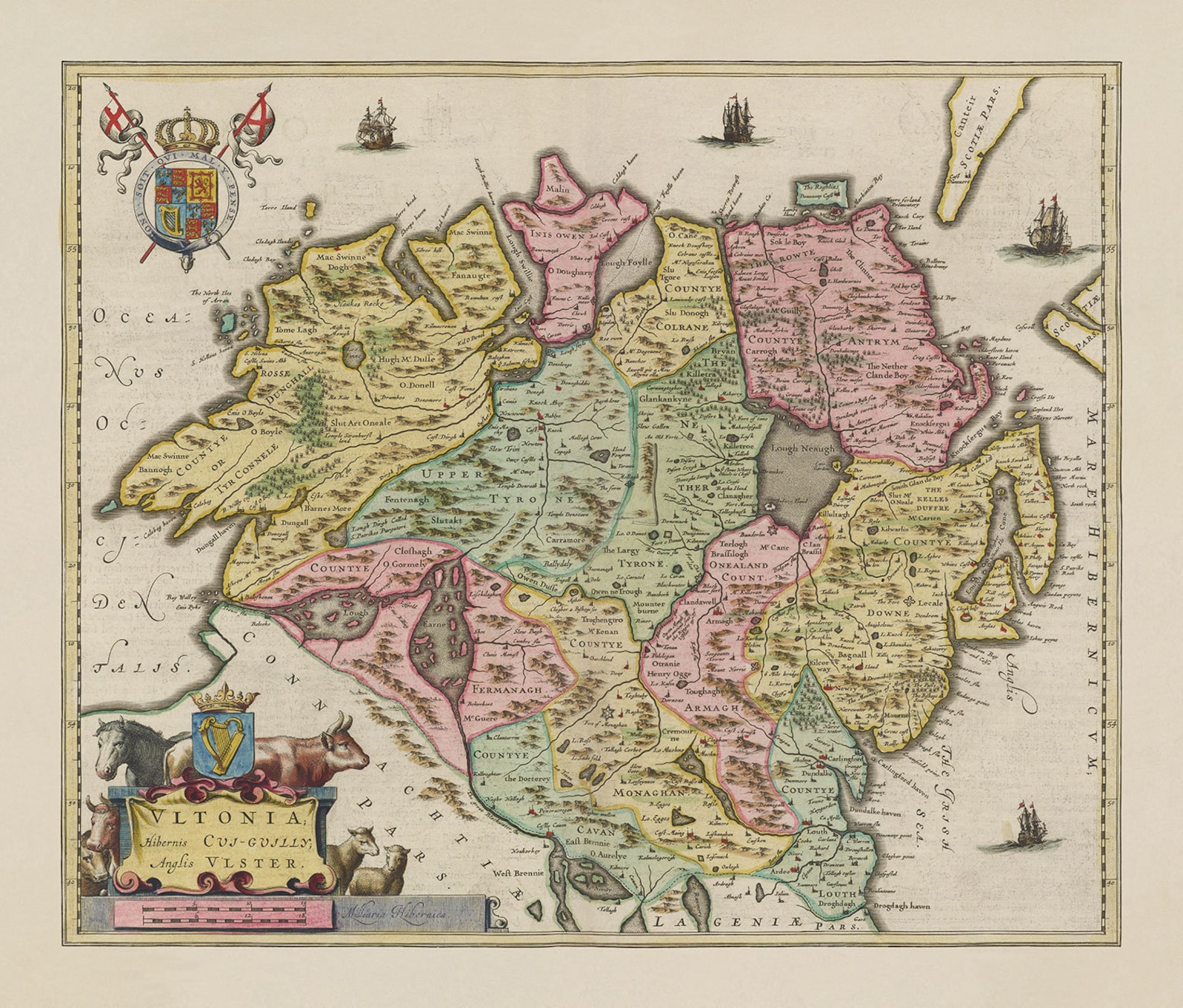 Old Map of Ulster Ireland in 1665 by Joan Blaeu Belfast - Etsy UK