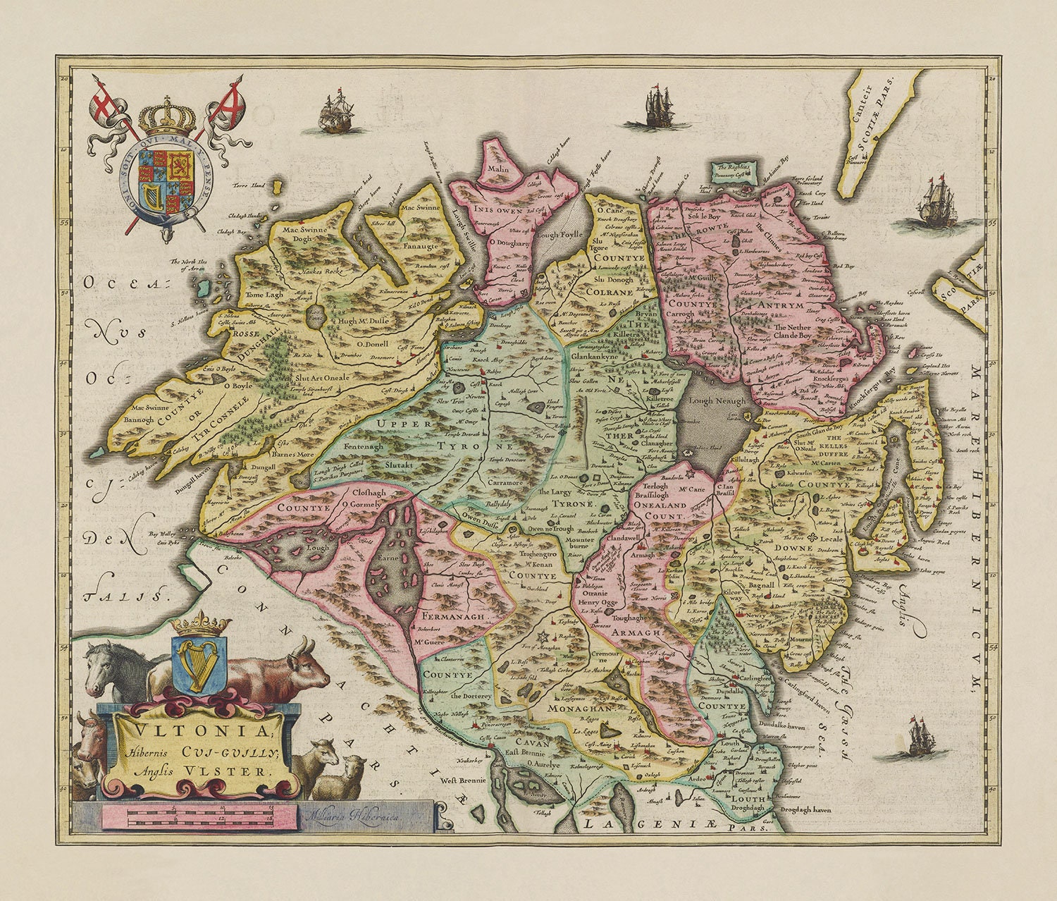 Old Map of Ulster Ireland in 1665 by Joan Blaeu Belfast - Etsy UK