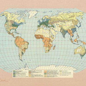 Old Infographic Map of World Agriculture, 1967: Agricultural Land Use ...