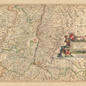 Old Map of Upper Alsace, Breisgau & Sundgau by Visscher, 1690: Basel ...