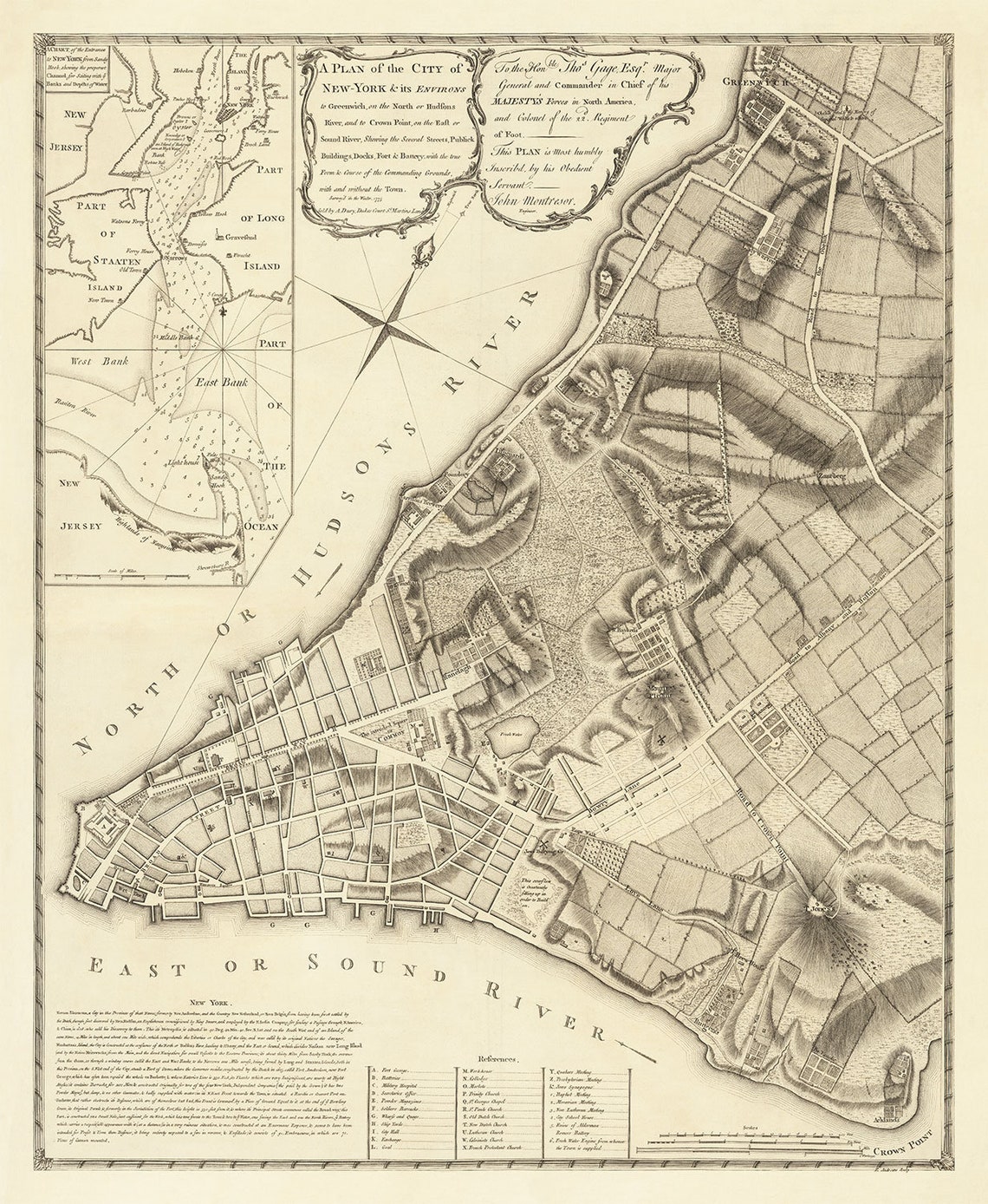 Old Map of New York 1775 Rare American Revolution War Wall | Etsy