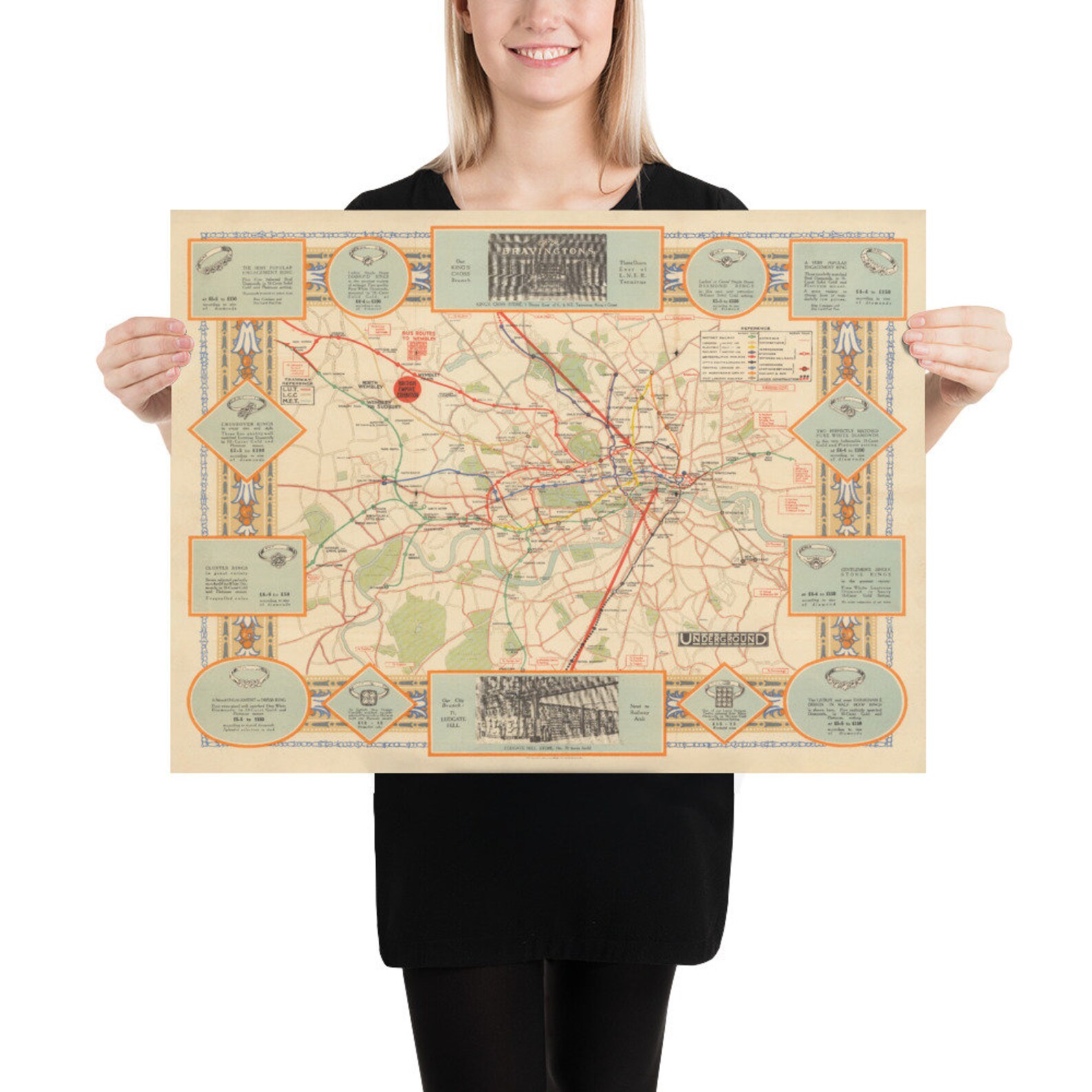 Rare Old London Underground Tube Map 1922 Framed or Unframed | Etsy UK