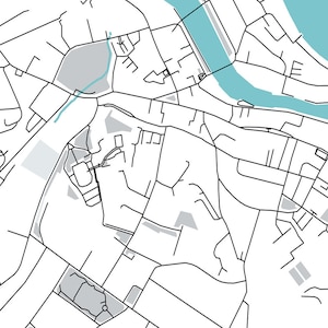Modern Town Map of Wicklow, Ireland: Wicklow Mountains, Glendalough ...