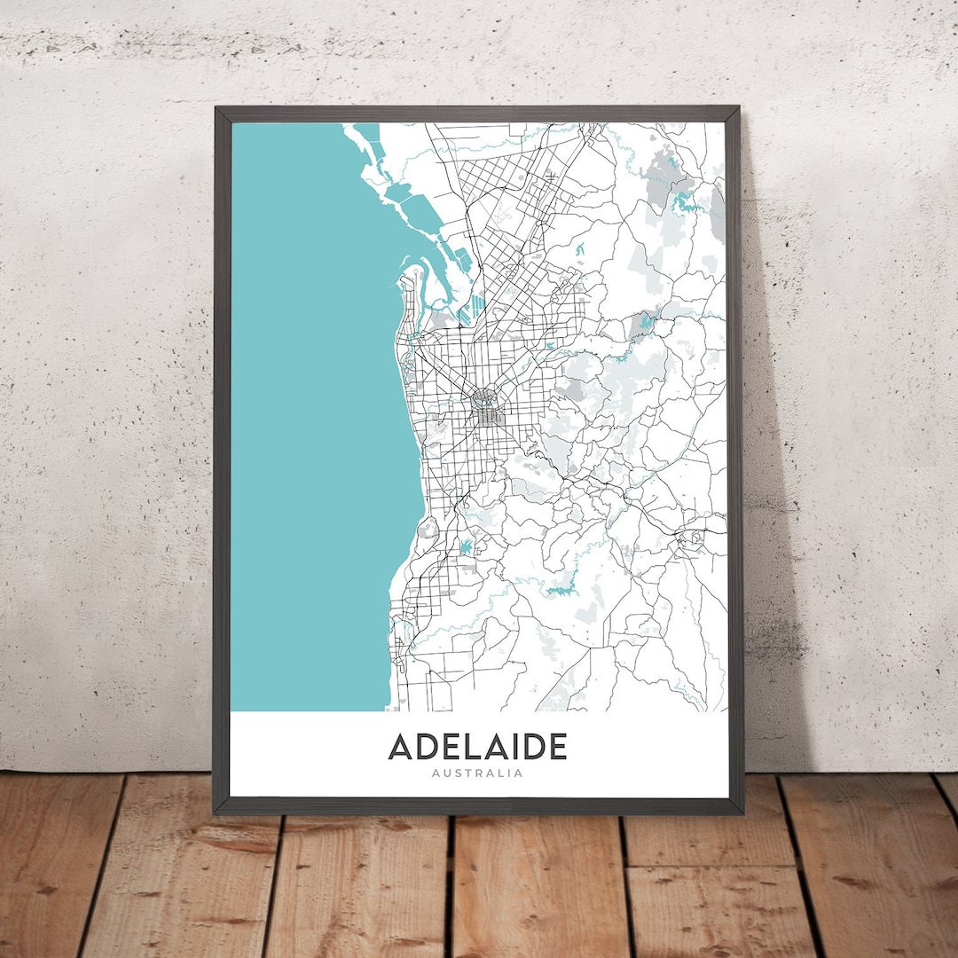 Modern City Map of Adelaide, Australia: CBD, Glenelg, Adelaide Oval ...