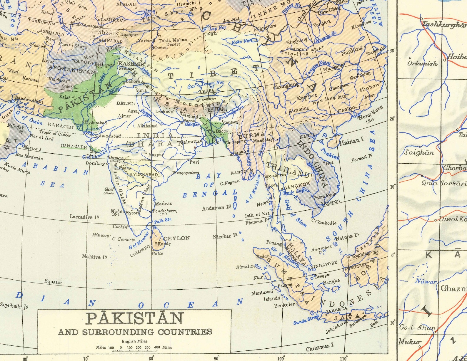 First Map of Pakistan, 1953 - Old Map of Independent West & East ...