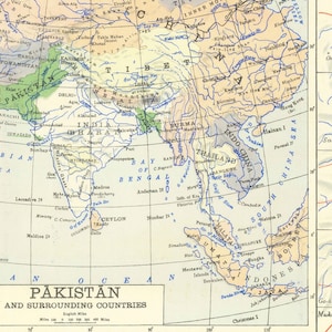First Map of Pakistan, 1953 - Old Map of Independent West & East ...