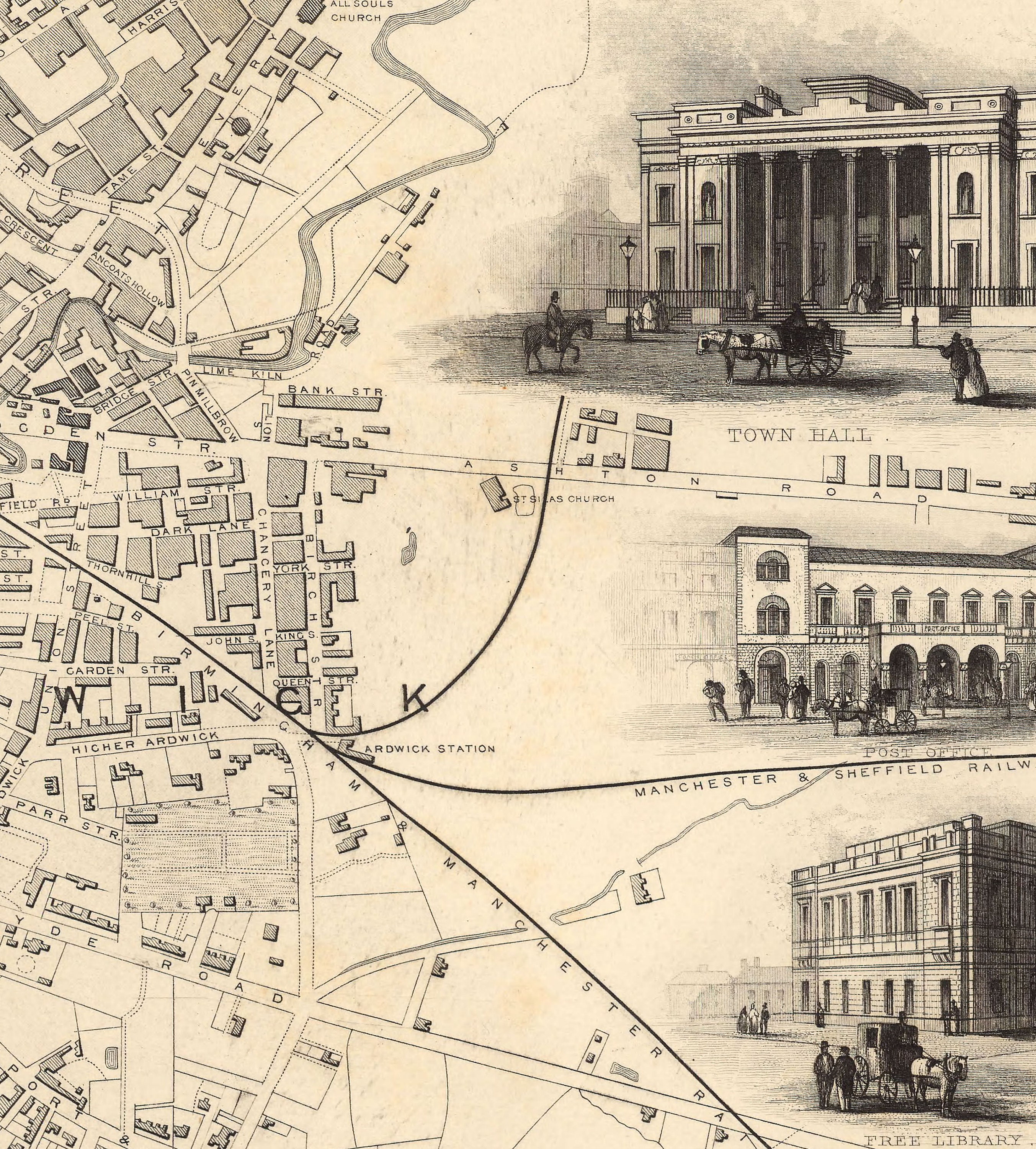 Old Map of Manchester and Environs by John Rapkin 1851 Town - Etsy UK