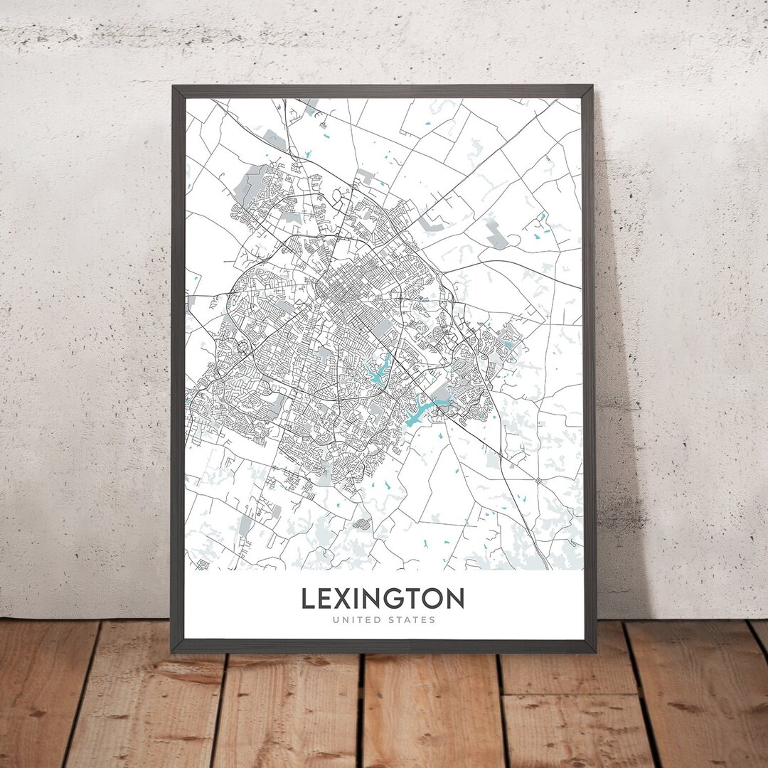 Modern City Map of Lexington, KY: UK, Rupp Arena, Horse Park ...