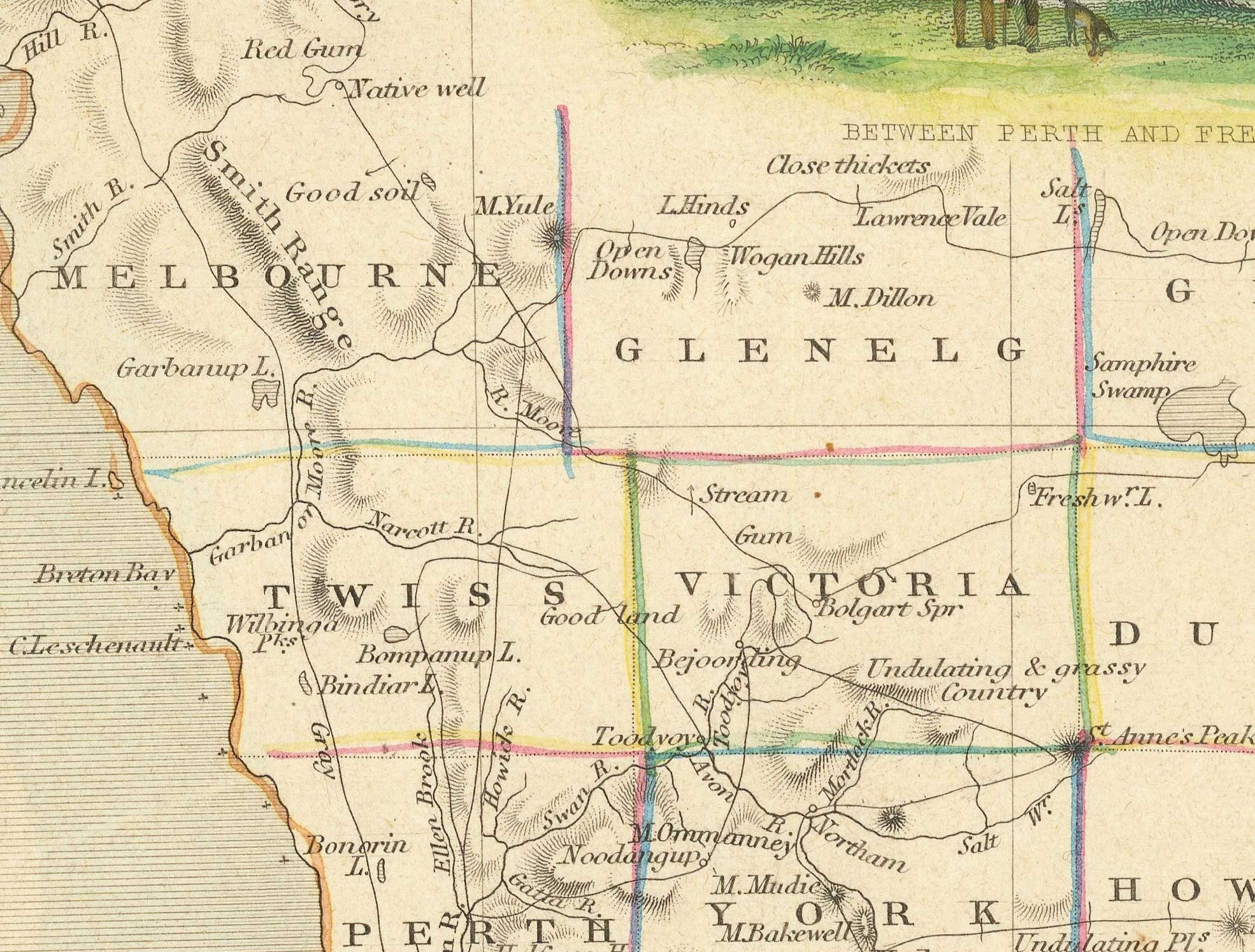 Old Map of Western Australia 1851 by Tallis & Rapkin Swan - Etsy