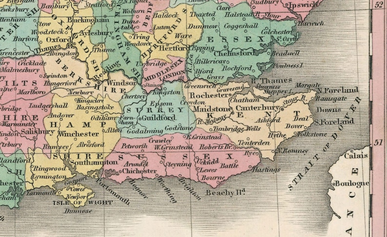 Old Map of Counties in England & Wales, 1827 - Historic County Map ...