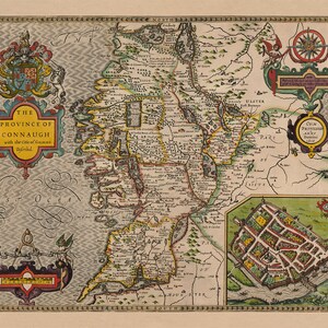 Old Map of Connacht, Ireland 1611 by John Speed - Galway, Sligo, Mayo ...