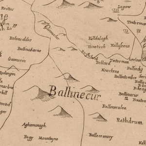 Old Map of County Wicklow by Petty, 1685: Wicklow Mountains ...