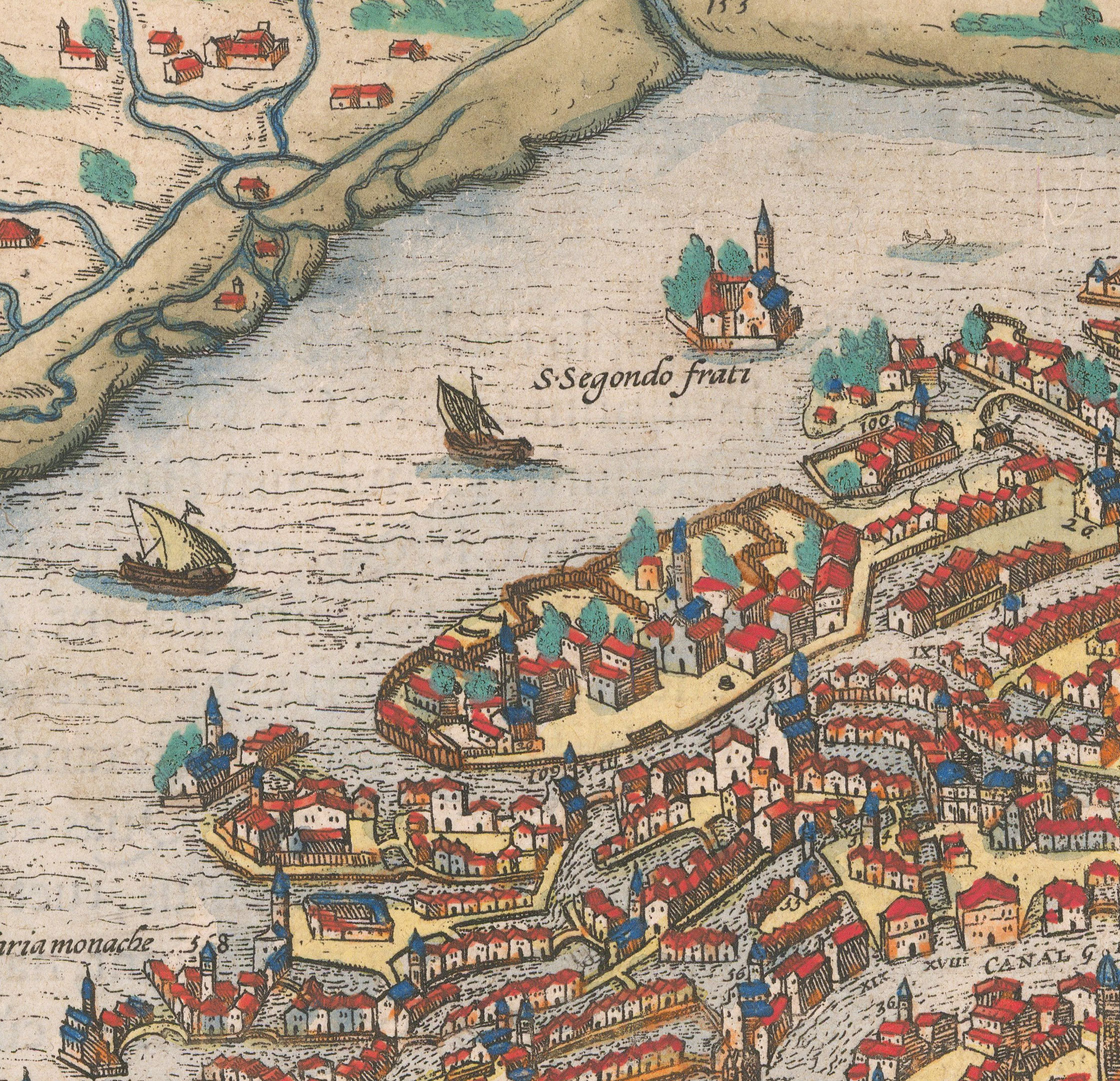 Very Old Map of Venice, 1572 by Georg Braun - Venezia, Murano, Burano ...