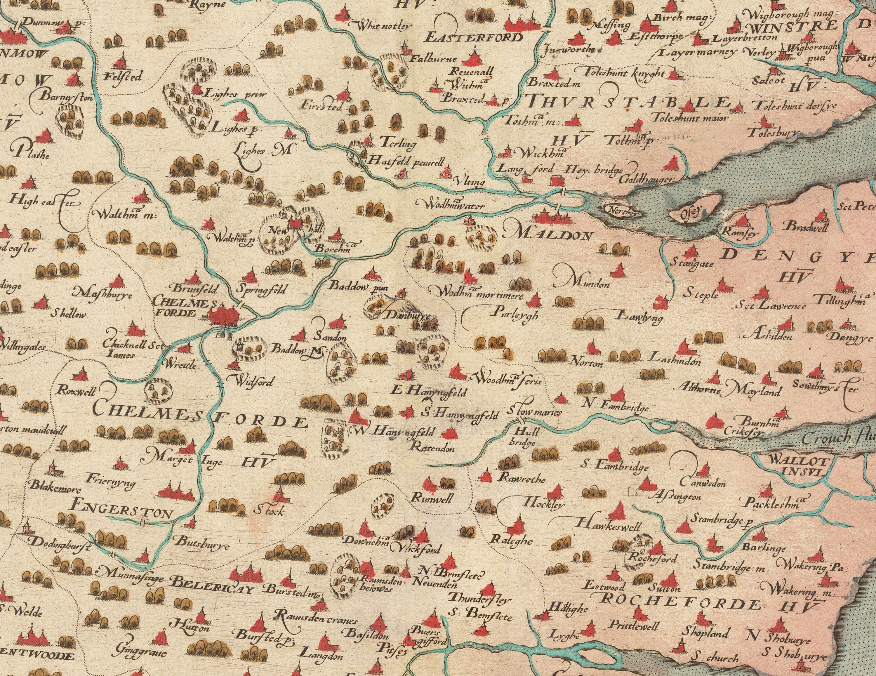 Old Map of Essex 1579, Saxton - First Map of Essex - Southend ...