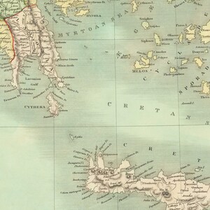 Old Map of Ancient Greece, 1834, Chart by Teesdale - Crete, Macedonia ...