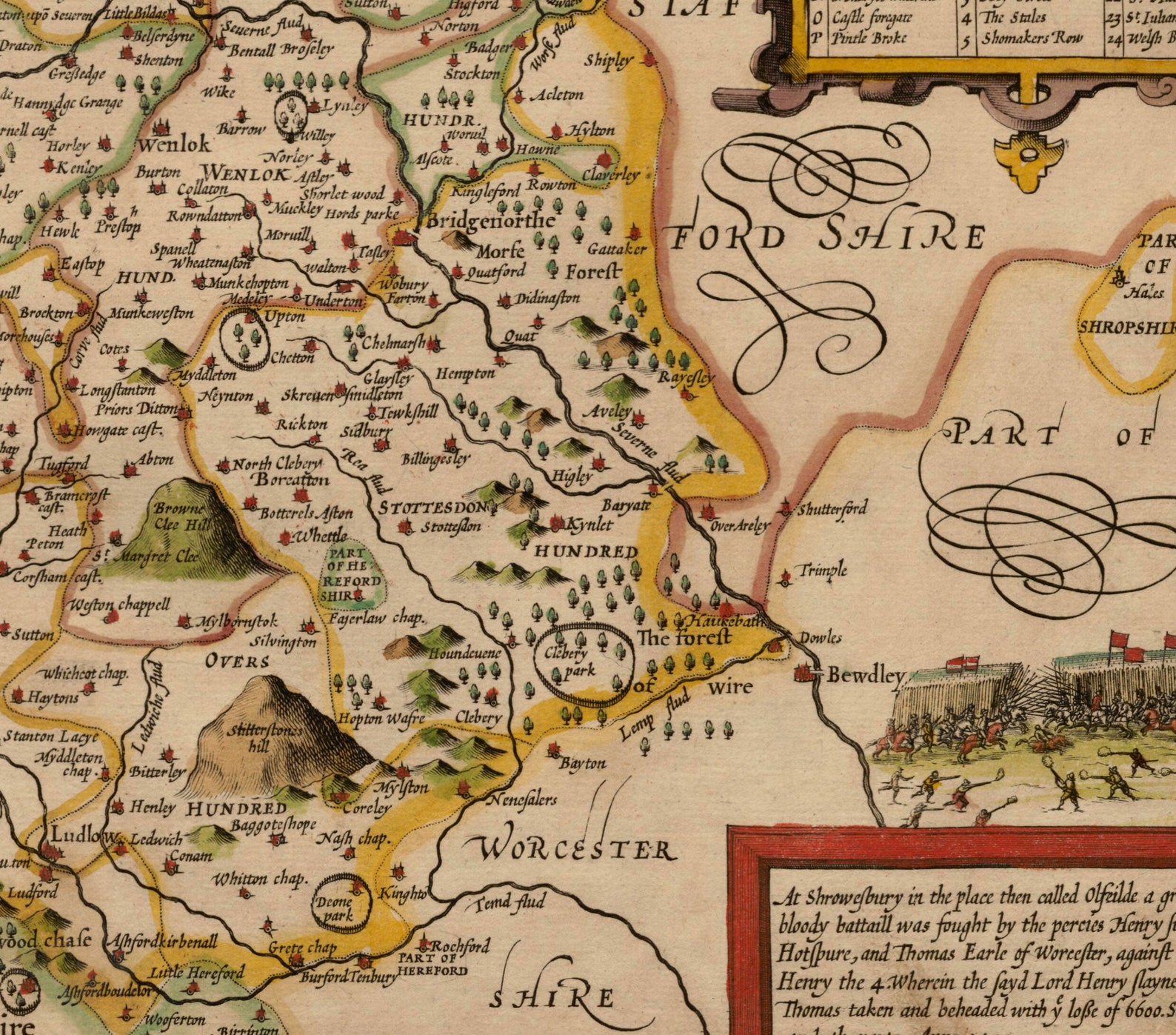 Old Map of Shropshire in 1611 by John Speed Shrewsbury - Etsy UK