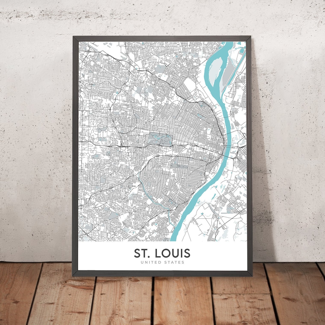 Modern City Map of St. Louis, MO: Gateway Arch, Busch Stadium, Forest ...