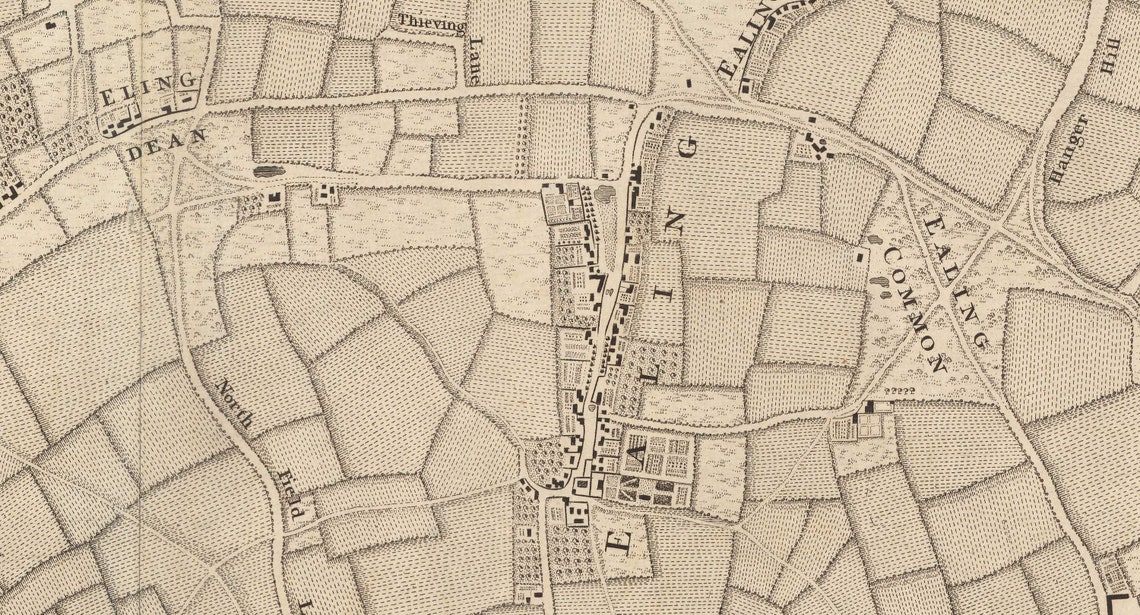 Old Map of West London in 1746 by John Rocque - Brentford, Ealing ...