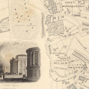 Old Map of Leeds in 1851 by Rapkin - Town Hall, Kirkstall Abbey ...