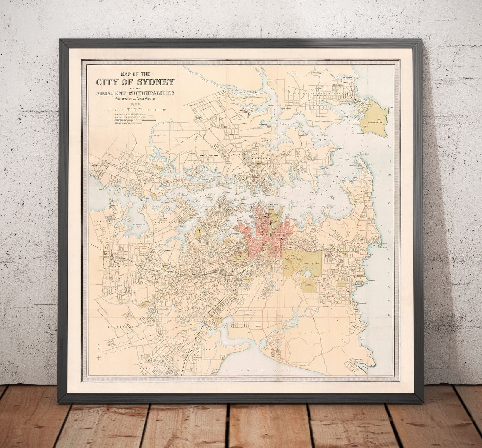 Old Map of Sydney in 1890 by Bartholomew - Port Jackson, Potts Point ...
