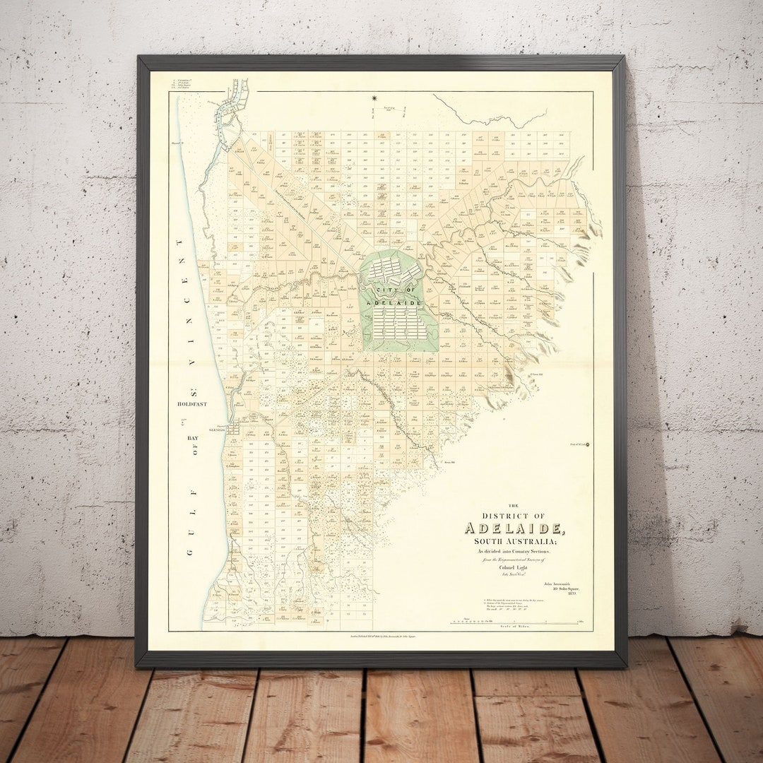 Old Map of Adelaide, South Australia by John Arrowsmith, 1839 ...