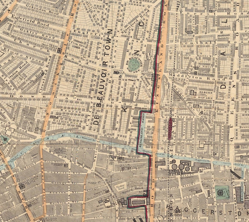 Old Map of East London, 1891- Hoxton, Haggerston, Dalston, Hackney ...