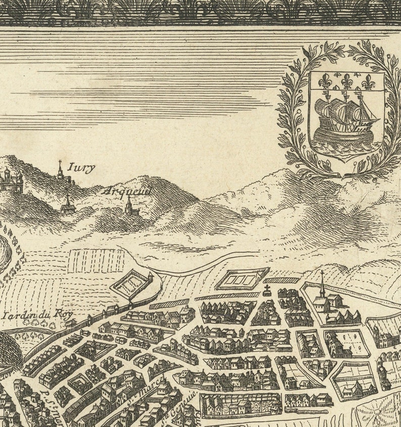 Old Map of Paris France by Jean Sauve in 1670 Notre Dame - Etsy