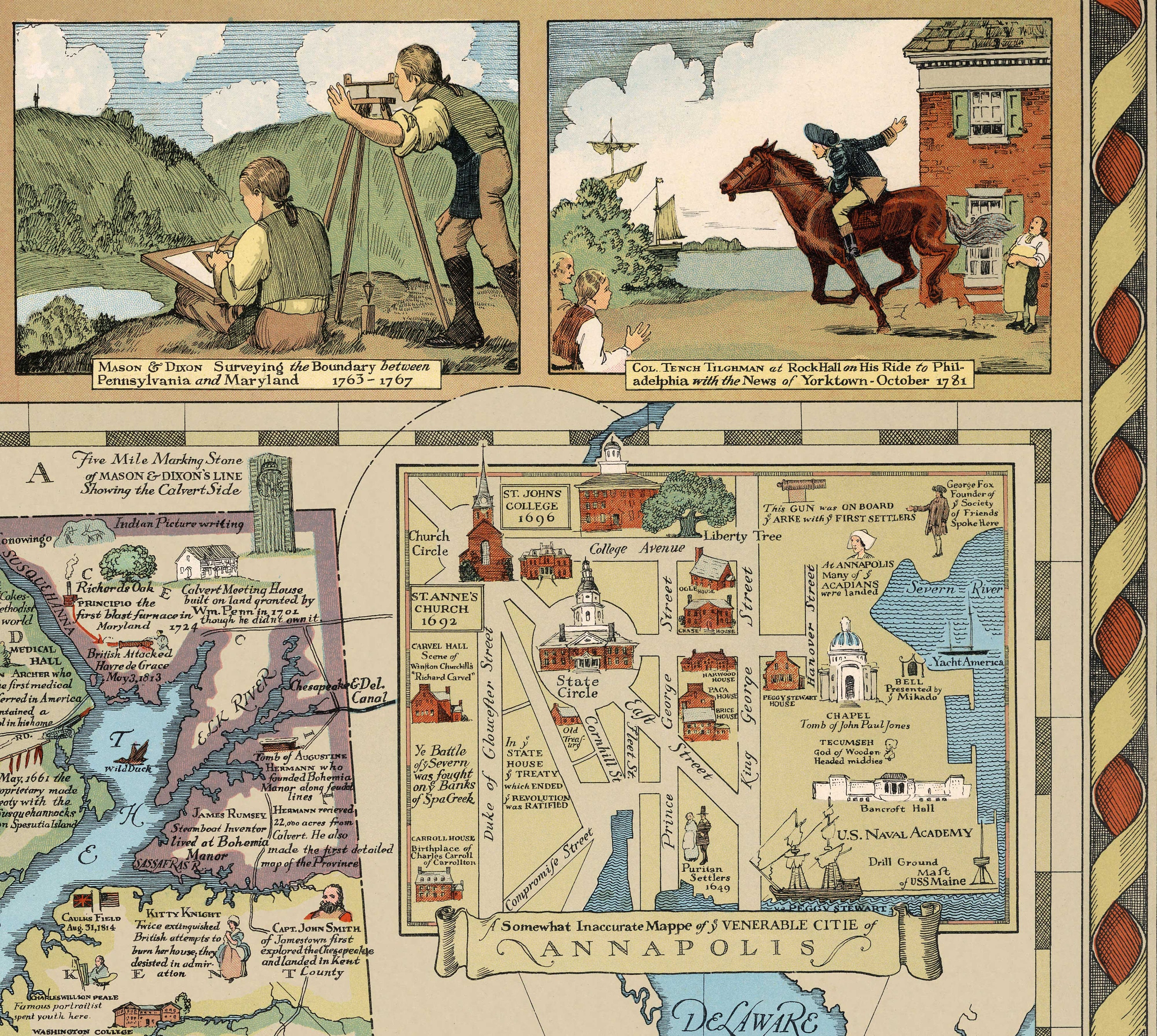 Old Historical Map of Maryland in 1931 by Edward Tunis - Baltimore ...