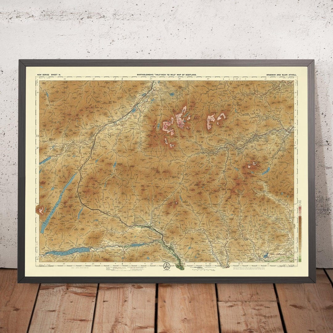 Old OS Map of Braemar and Blair Atholl by Bartholomew, 1901: Cairngorms ...