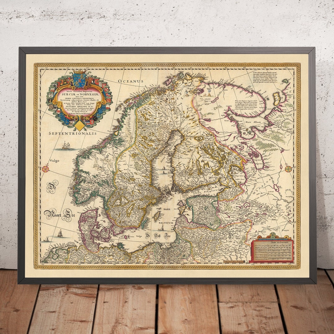 Old Map of Scandinavia and North Europe by Visscher, 1690: Oslo ...