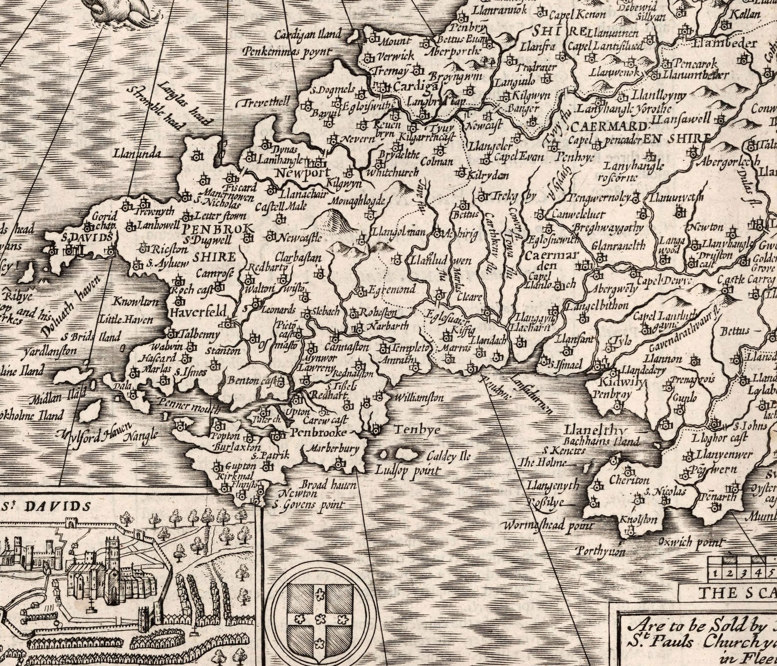Old Map of Wales, Cymru by John Speed, 1611 - Cities, Towns, Counties ...