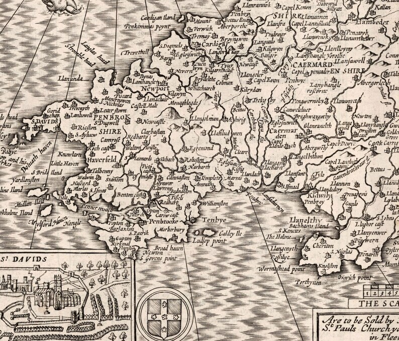 Old Map of Wales, Cymru by John Speed, 1611 - Cities, Towns, Counties ...