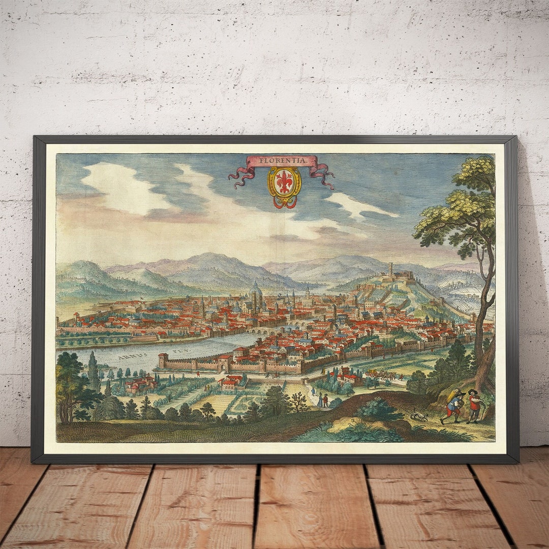 Old Map of Florence, Italy, 1640 by Matthaus Merian - Firenze, Duomo ...