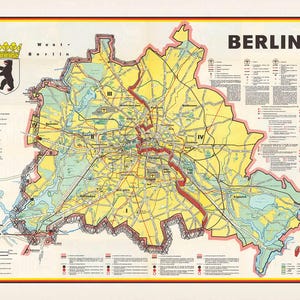 Old Map of Berlin, 1963: Berlin Wall Construction, Cold War ...