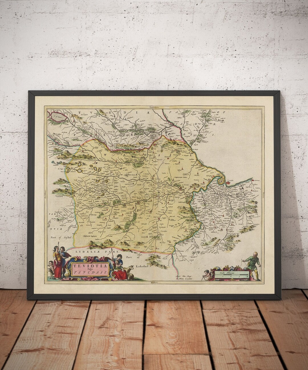 Old Map of Roxburghshire in 1665 by Joan Blaeu - Roxburgh, Branxholm ...