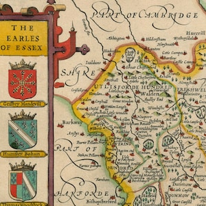 Old Map of Essex in 1611 by John Speed - Southend, Colchester ...