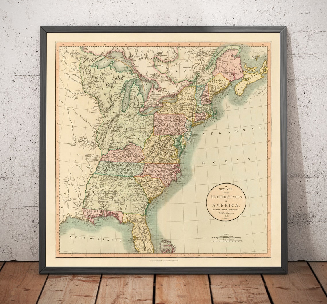 Old Map of USA, 1806 by John Cary - Early Federalist USA - Large ...