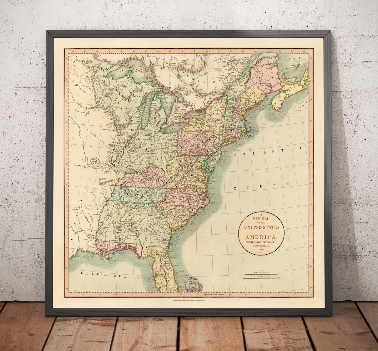 Old Map of USA, 1806 by John Cary - Early Federalist USA - Large ...