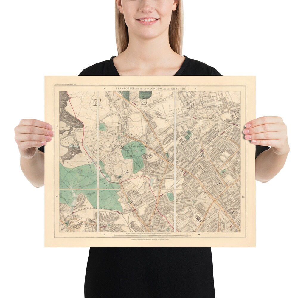 Old Map of North London in 1891 Highgate Hampstead Heath - Etsy