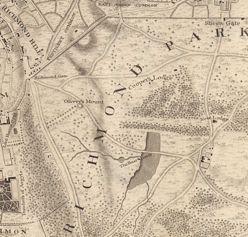 Old Map of South West London in 1746 by John Rocque - Twickenham ...