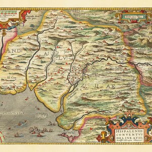 Old Map of Andalusia, Seville, Spain by Ortelius in 1573 - Sevilla ...