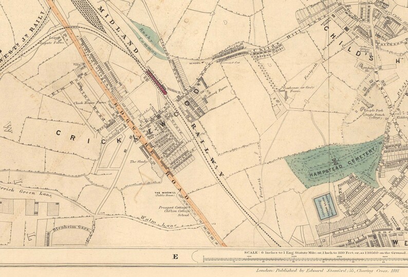 Old Map of North London, 1891 - Hampstead, Cricklewood, Golders Green ...