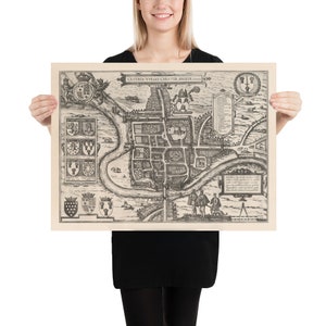 Old Map of Chester, Cheshire 1581 by Georg Braun - Castle, Cathedral ...