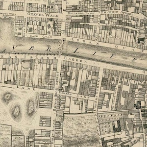 Old Map of Dublin, Ireland in 1756 by John Rocque - Large City Wall ...