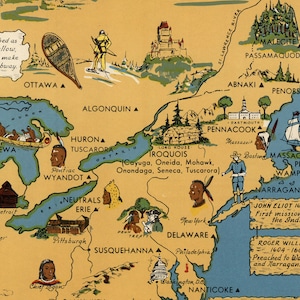 Old Map of Native Americans 1944 - Indians of USA: Historic Tribes ...