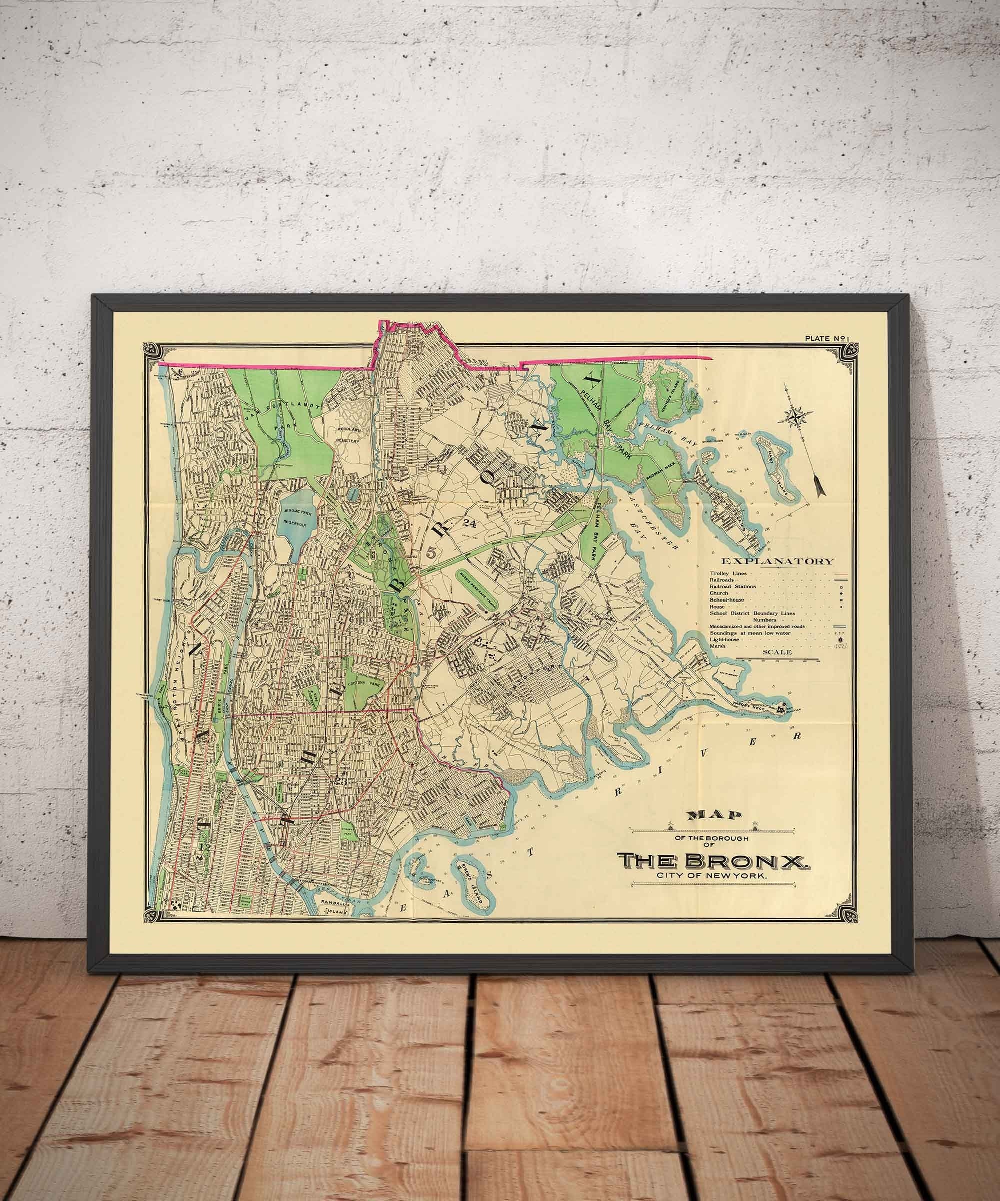 Old Map of the Bronx in 1900 by Hyde and Co. New York City - Etsy UK