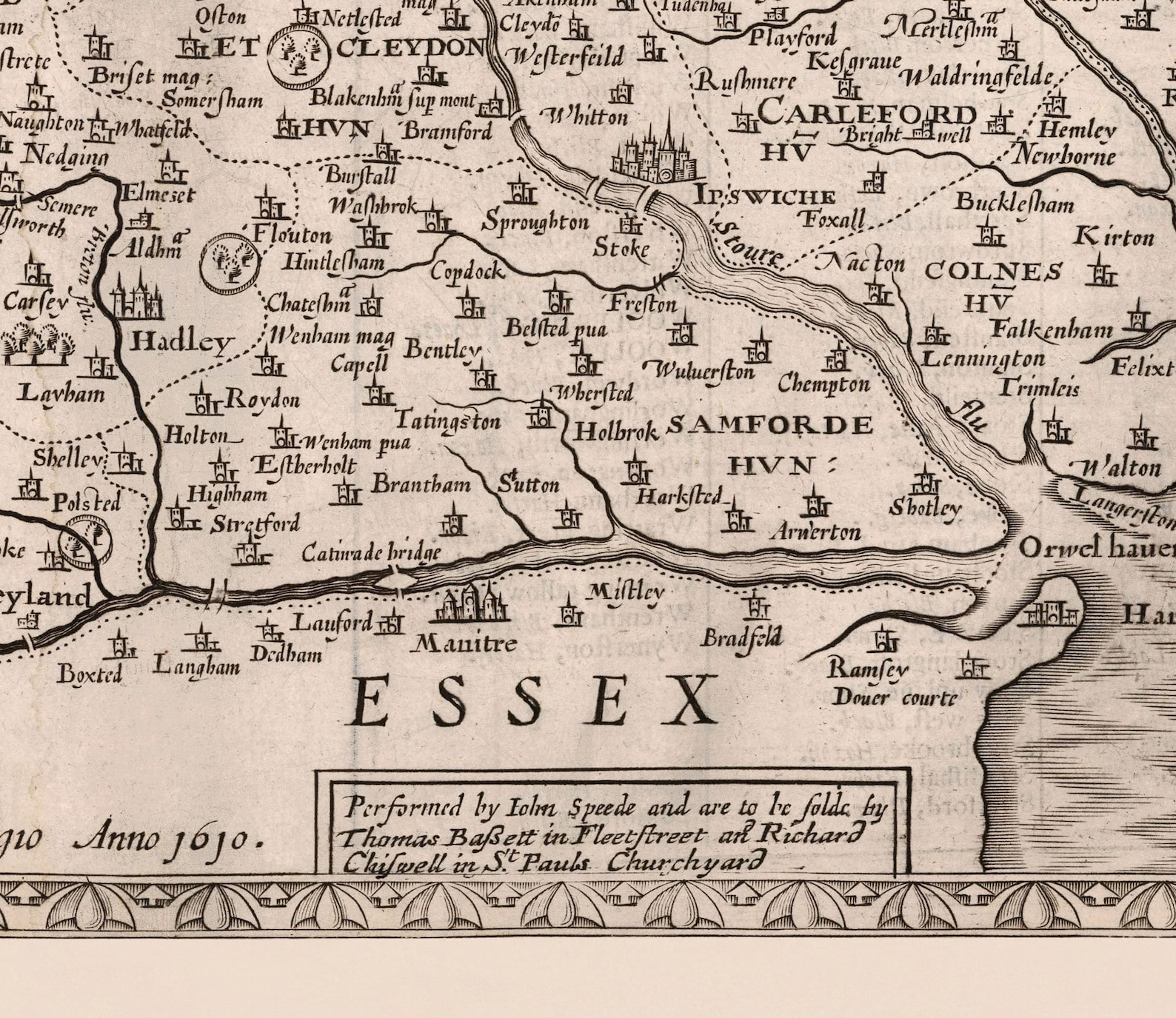 Old Map of Suffolk 1611 by Speed Ipswich Lowestoft Bury - Etsy UK