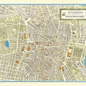 Old Map of Madrid, 1966 by Hernández - Royal Palace, Teatro Real, Museo ...